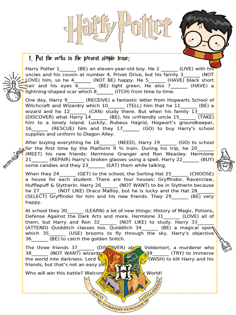 HOMEWORK Present-Simple-With-Harry-Potter - 152874 | PDF
