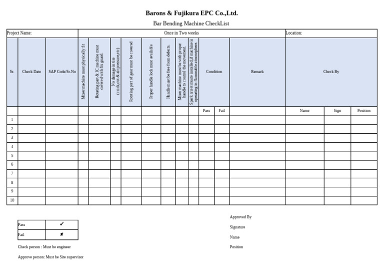Concrete Mixer Checklist | PDF