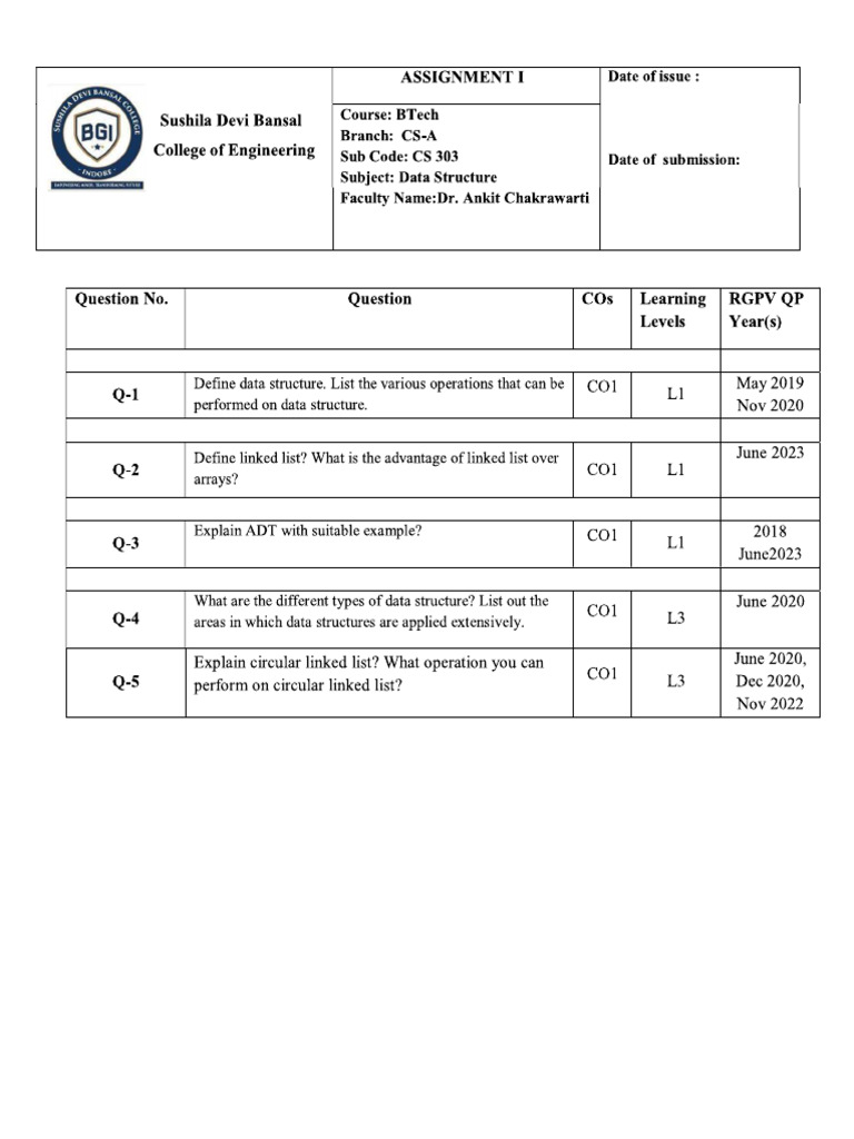 Assignment - 1 - Ds Cs 303 | PDF