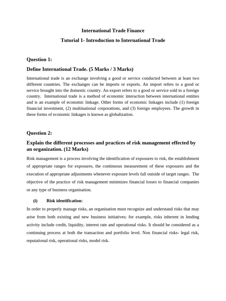 Tutorial 1- Intro to International Trade | PDF