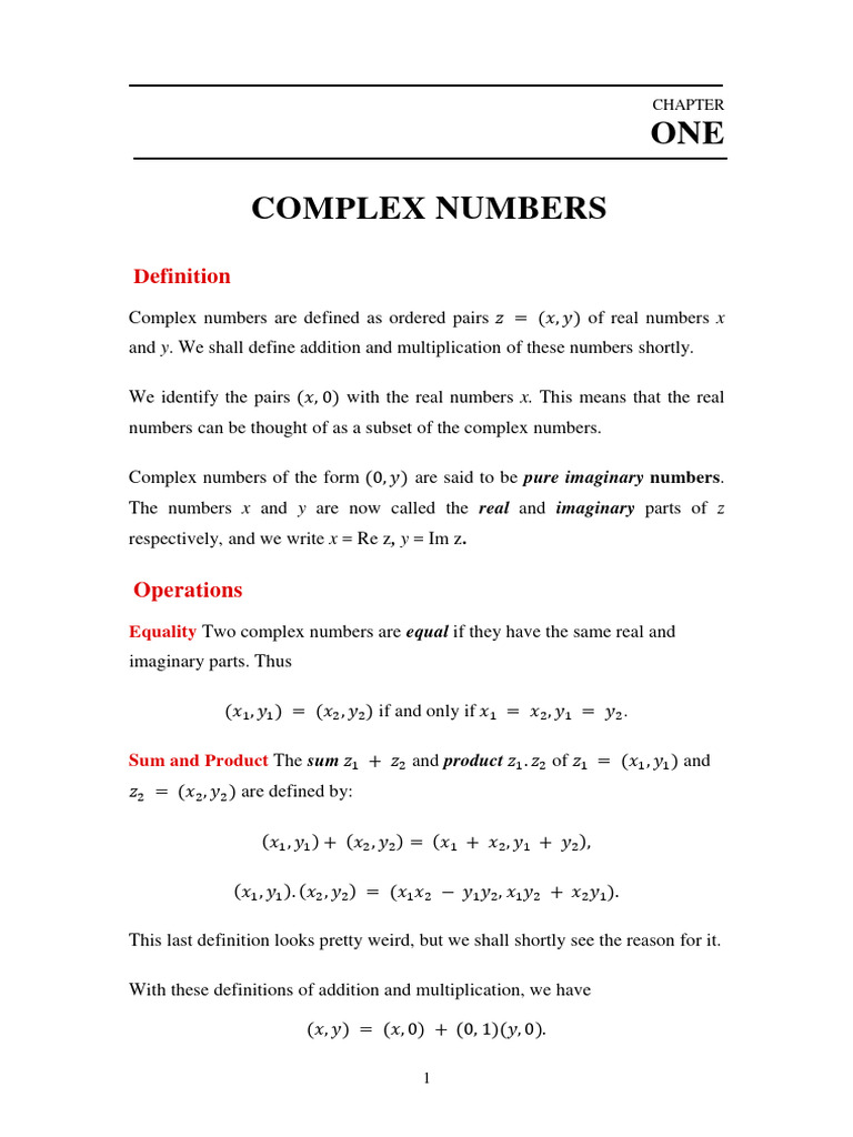 Chapter 1 Complex Number - r2 | PDF