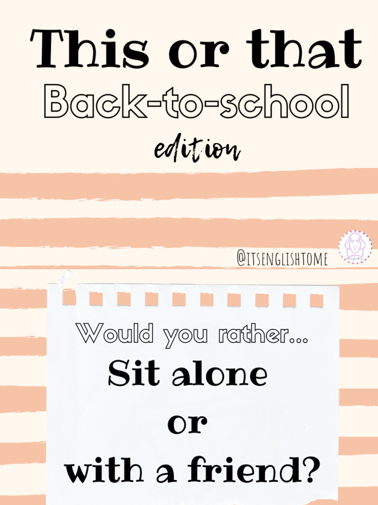 This or That - Back To School Edition | PDF