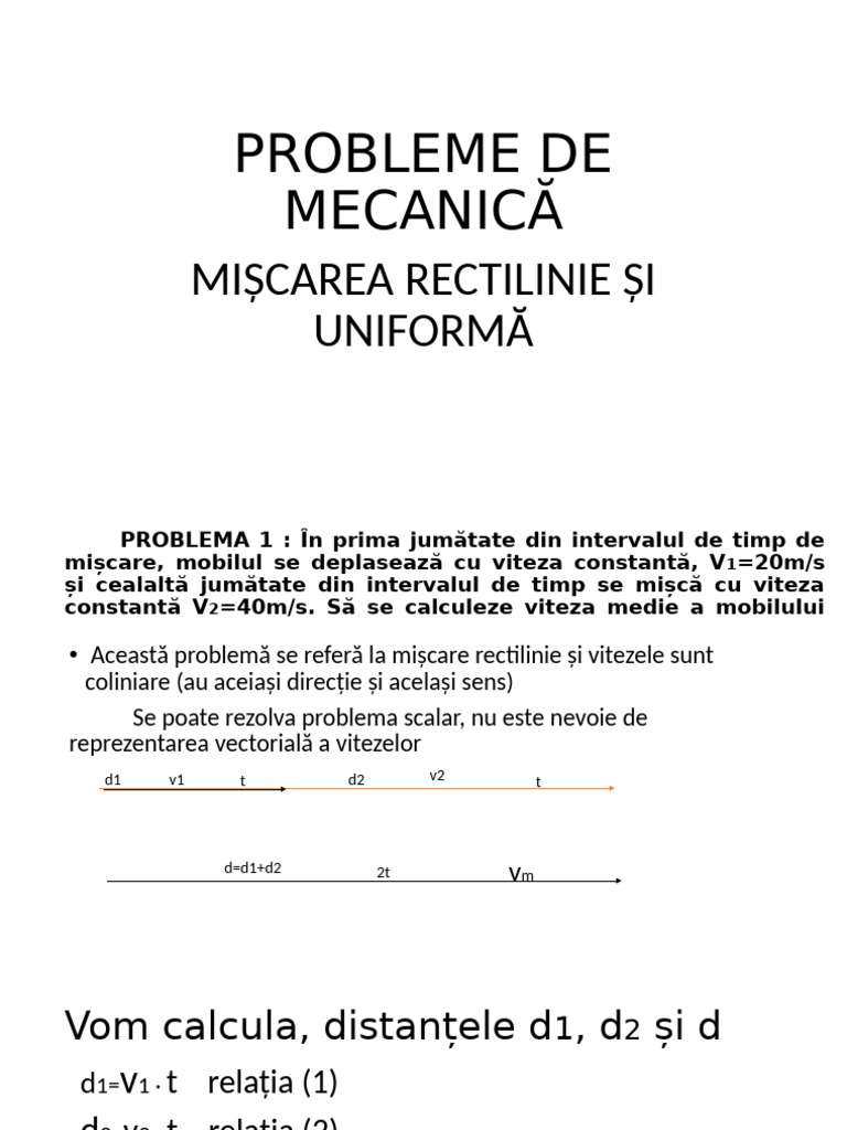 Probleme de Mecanica Miscare Rectilinie | PDF