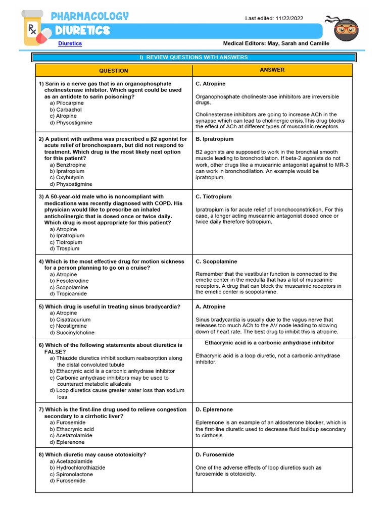 18 Diuretics (Notes - Q A) Atf | PDF