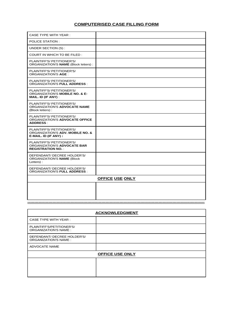 Computerised Case Filling Form | PDF