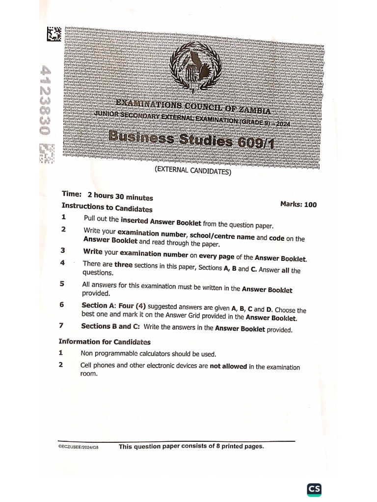 2024 Business Studies Paper 1 g9 | PDF