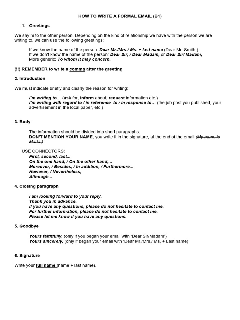 How To Write A Formal Email b1 | PDF | Career & Growth | Self-Improvement