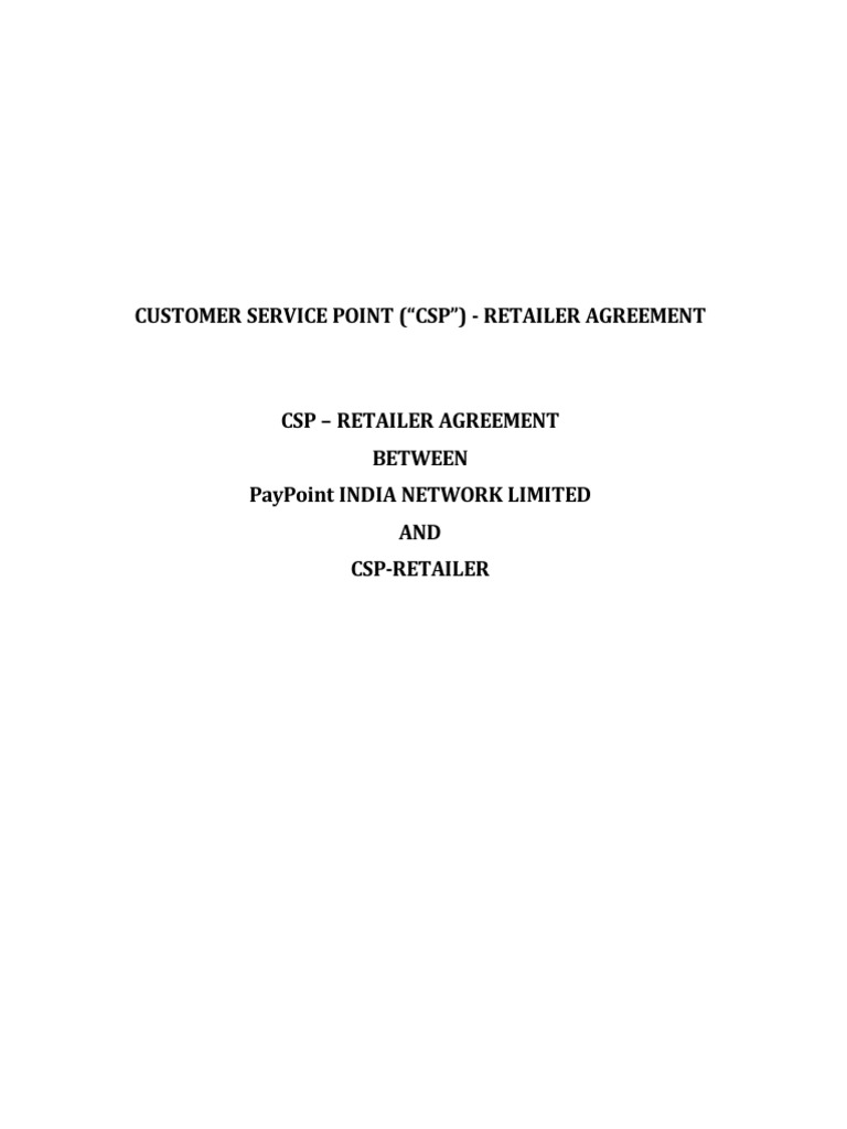 PayPoint CSP-Retailer Agreement 2024 | PDF | Banks | Intellectual Property