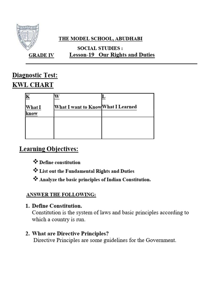 LESSON 19 Our Rights and Duties | PDF