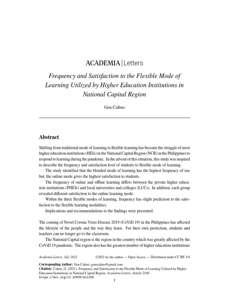 Frequency and Satisfaction To The Flexib | PDF