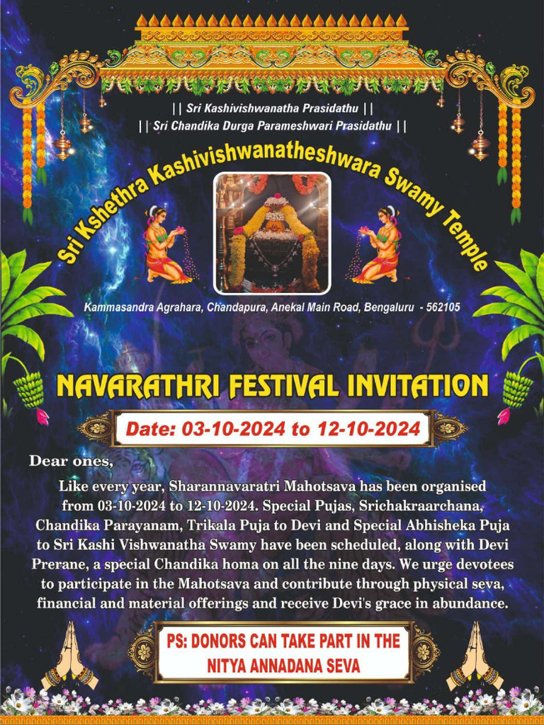 Navaratri Special Pooja - Invitation - 03-10-2024 To 10-10-2024 | PDF