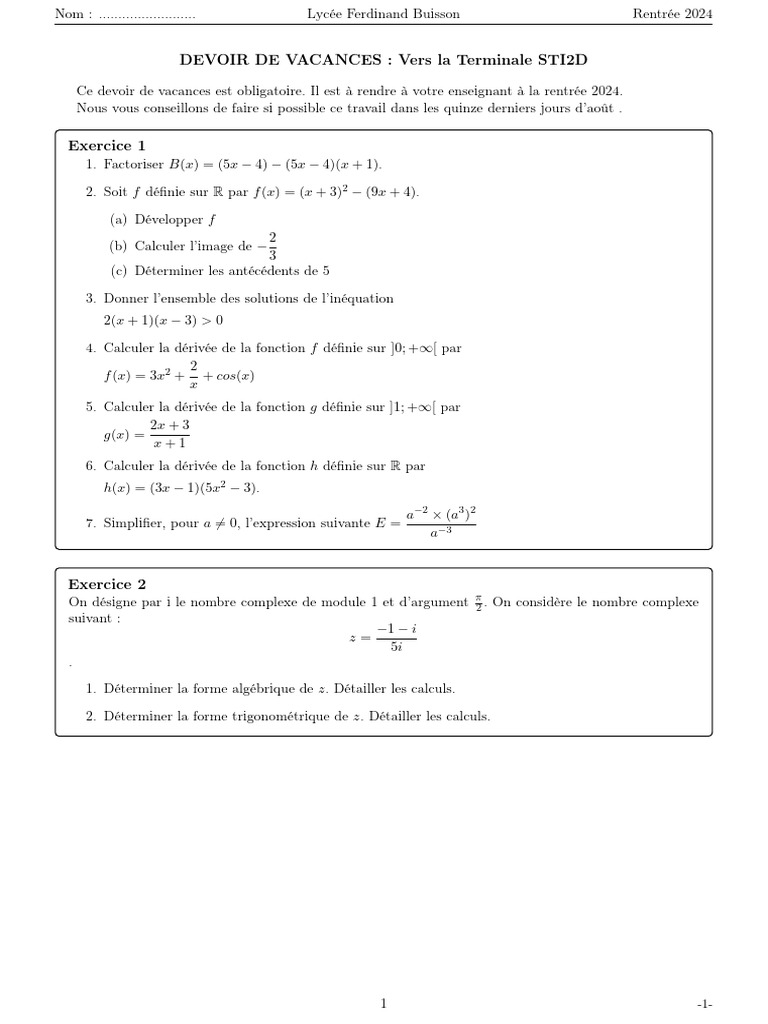 Vers La Terminale Sti2d 2024V2 | PDF