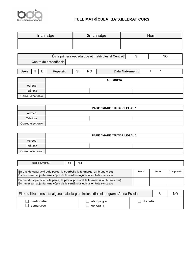 Full MatrÃ Cula BATX 24-25 - Documents de Google | PDF