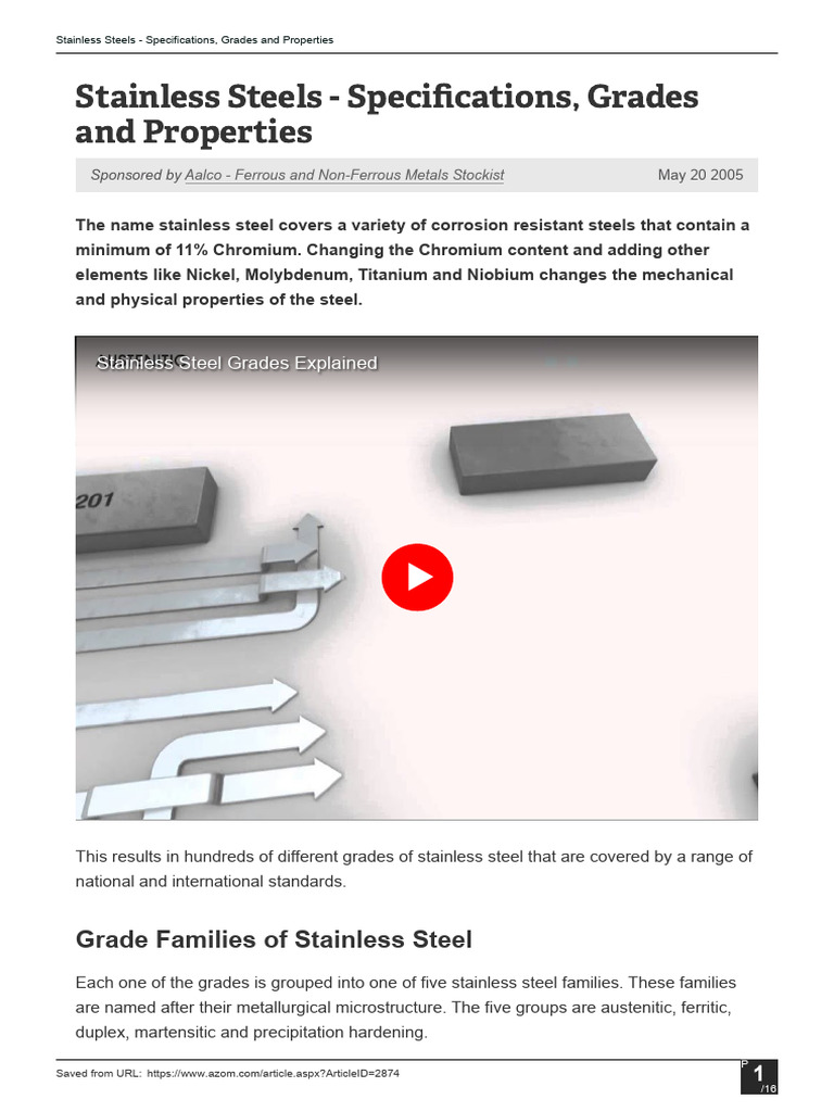 Stainless Steel Grades and Properties Guide | PDF | Stainless Steel | Steel
