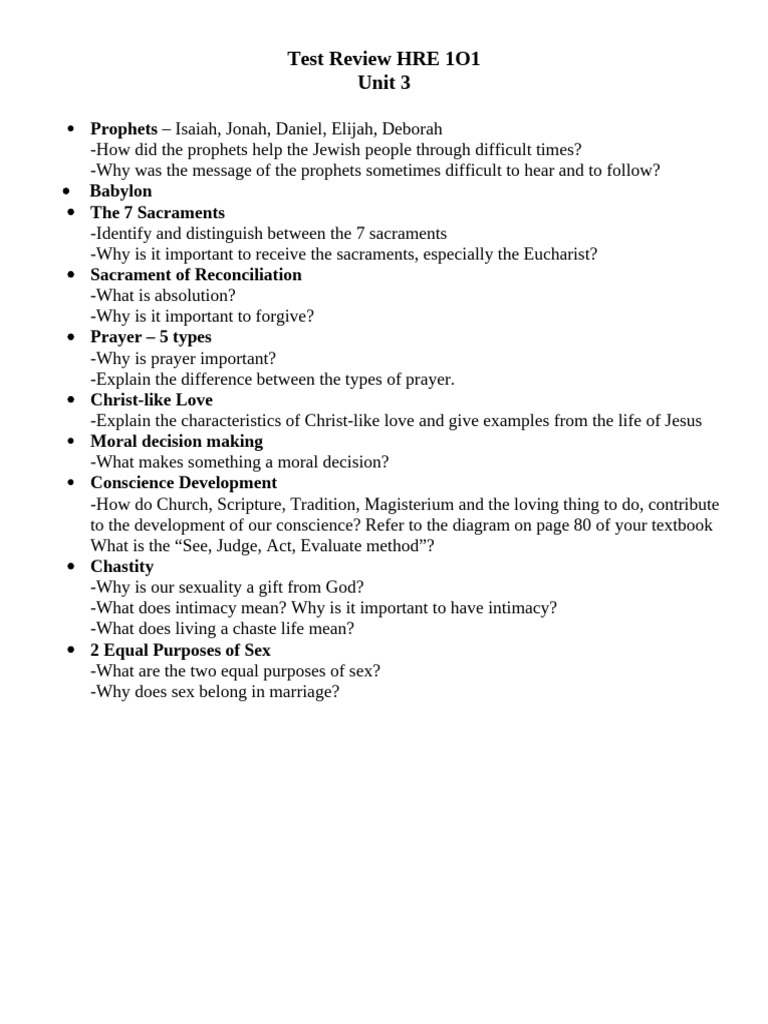 Unit 3 Test Review | PDF