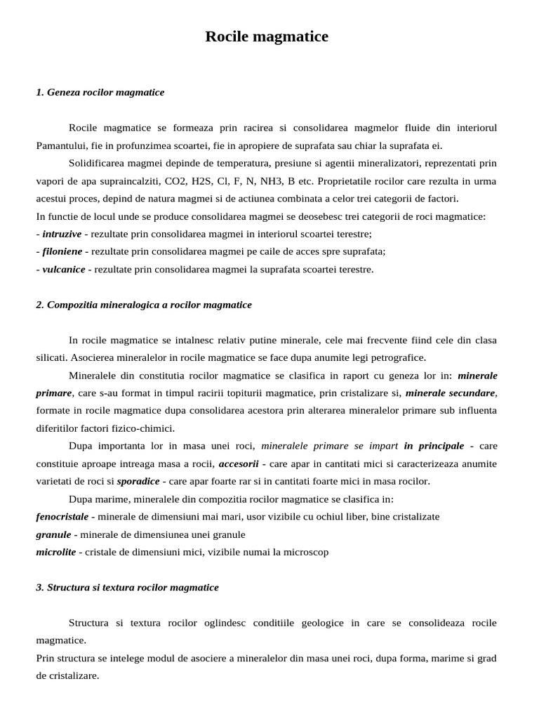 Rocile Magmatice | PDF