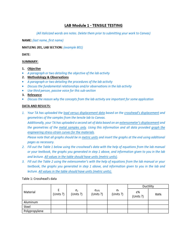 LM1 - TensileTesting - DataSheet - Revised | PDF