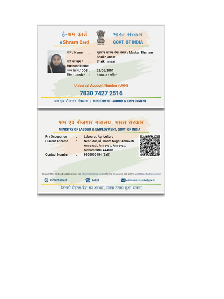 Unique Identification Card | PDF
