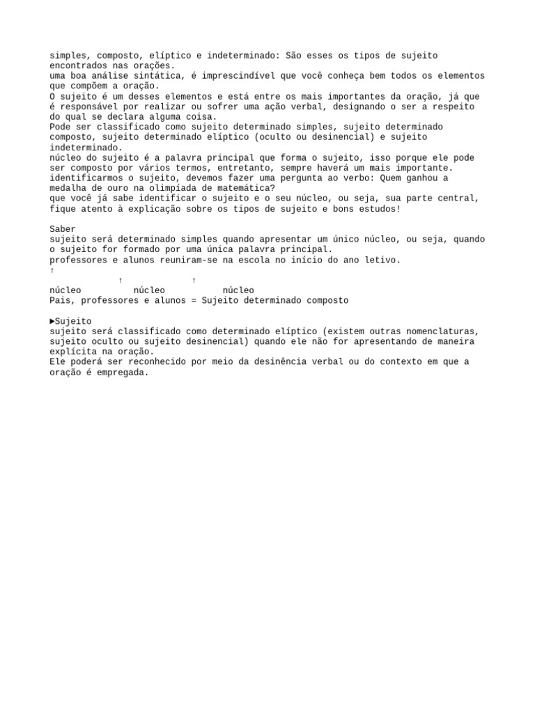 Tipos de Sujeito | PDF