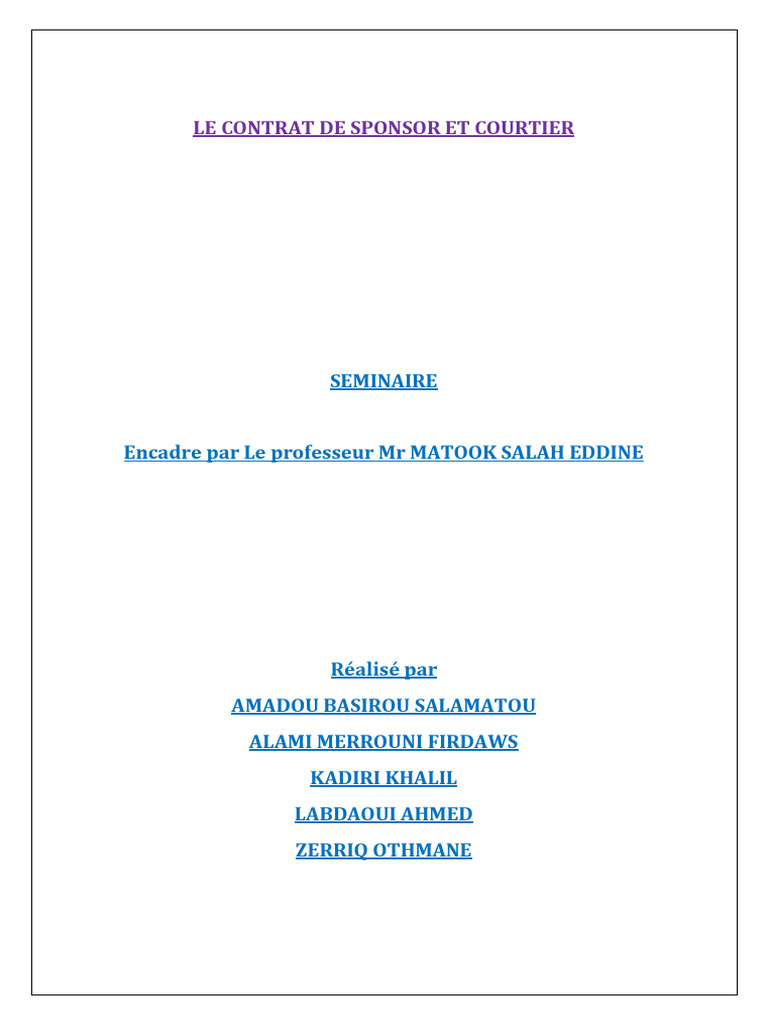 Contrat de Sponsor Et Courtiema | PDF