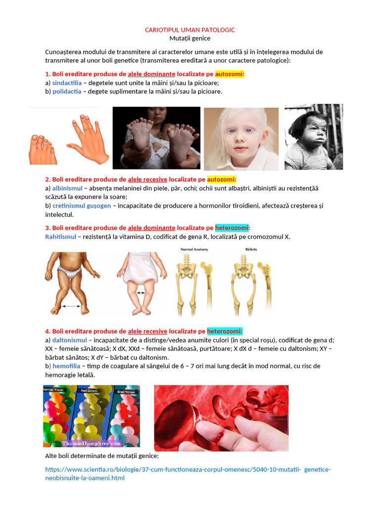 Cariotipul Uman Patologic - Mutații Genice | PDF