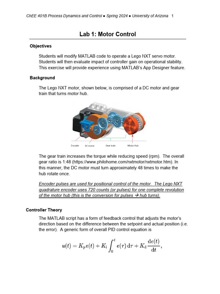 Motor Control Lab Procedures - 2024 | PDF | Control Theory | Computers