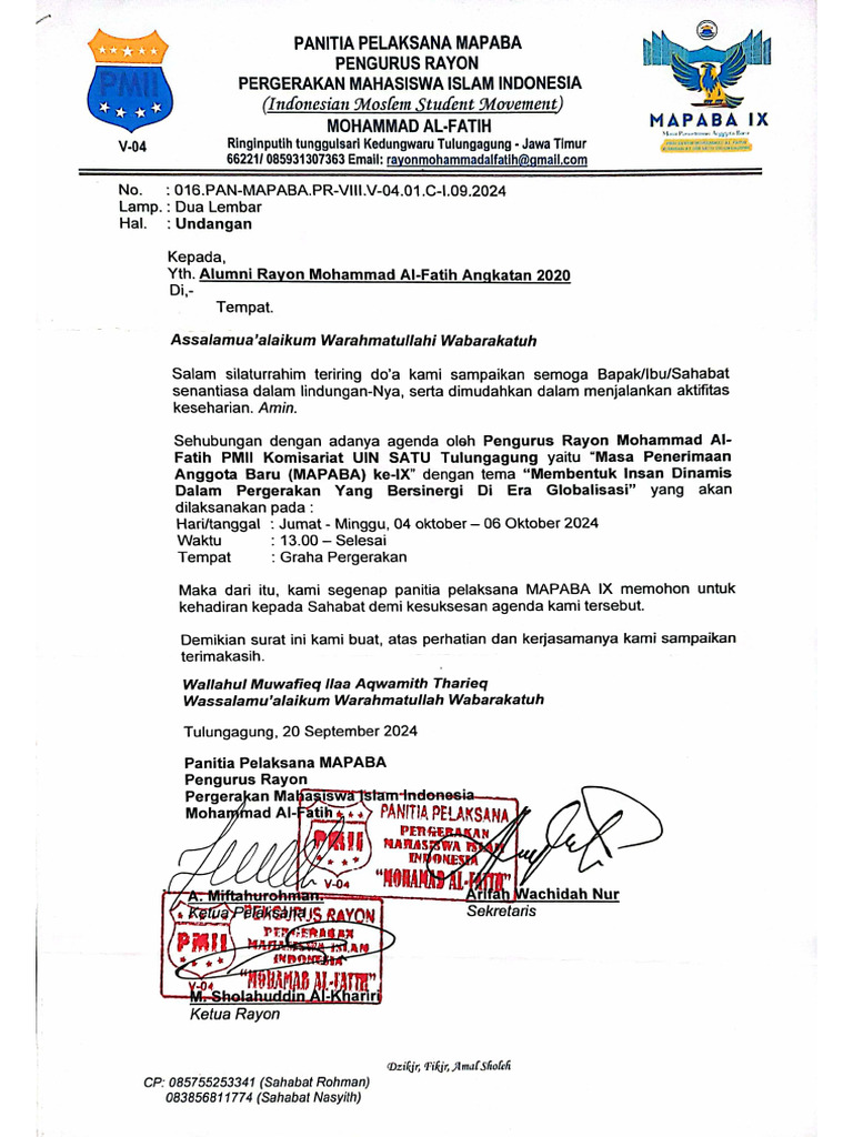 Undangan Mapaba a.2020 | PDF