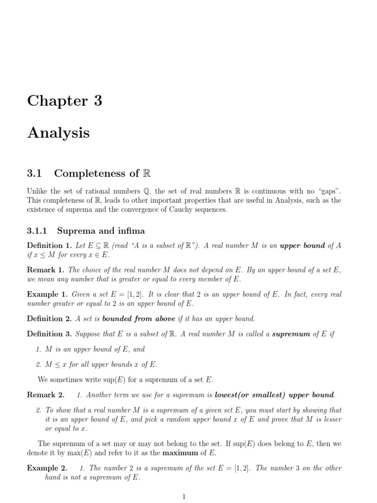 Analysis Lecture Notes | PDF