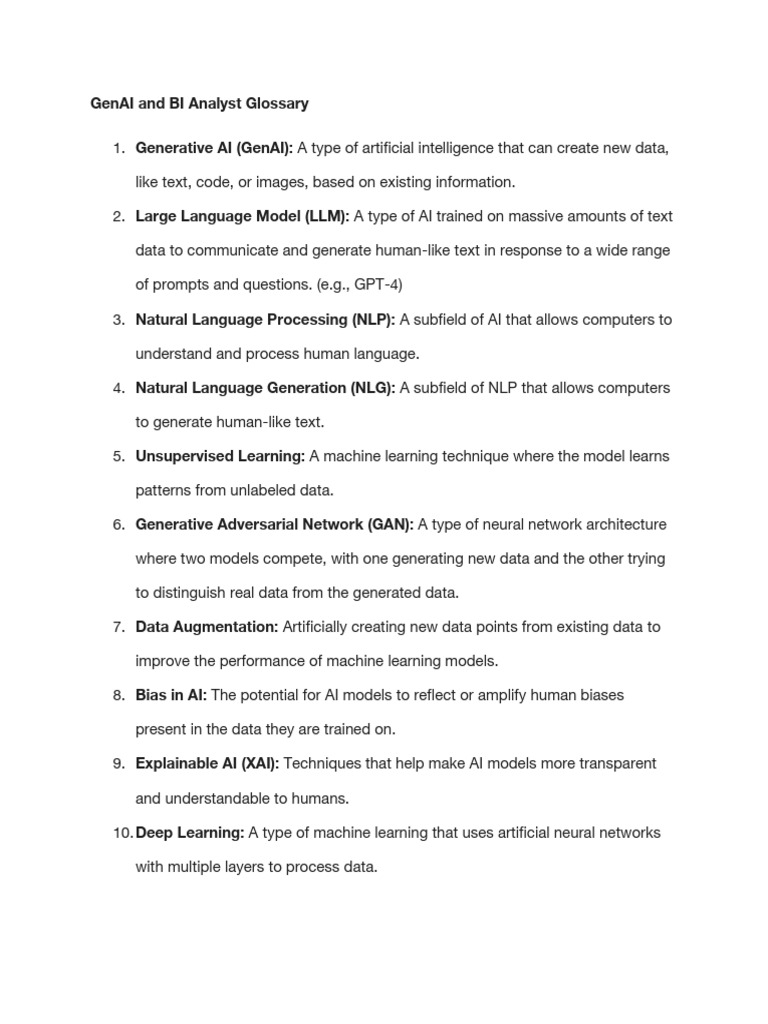 GenAI and BI Analyst Glossary | PDF
