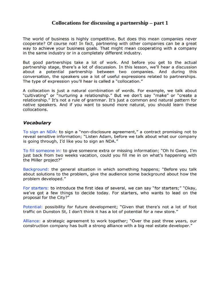 Collocations - Part 1 | PDF