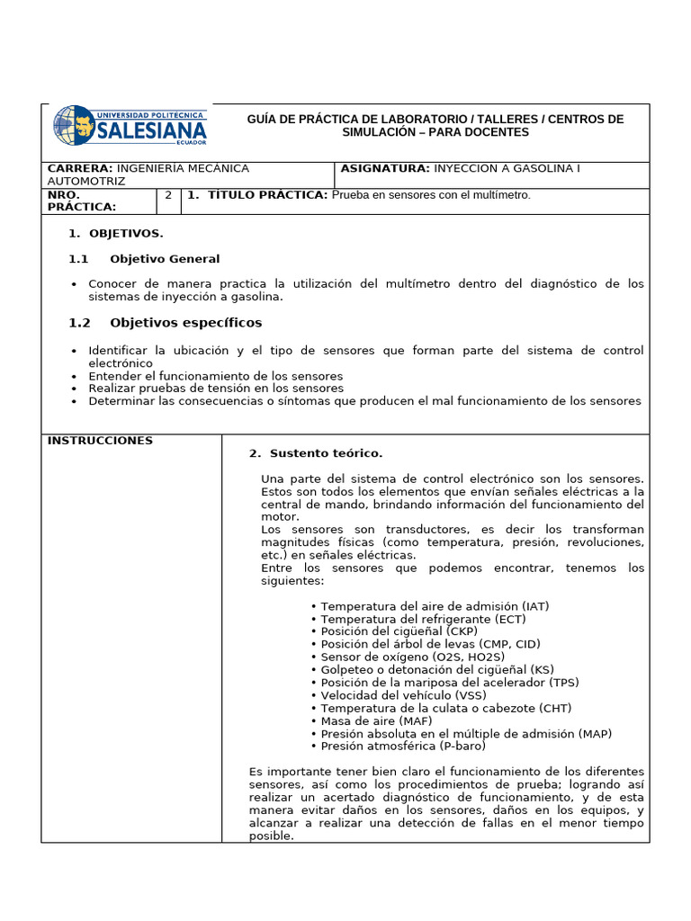 GUIA 2 Prueba de Sensores Con El Multimetro | PDF