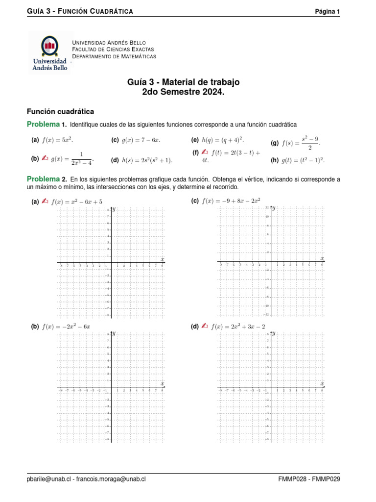 Guia DEF Funcion Cuadratica | PDF | Métodos y materiales de enseñanza