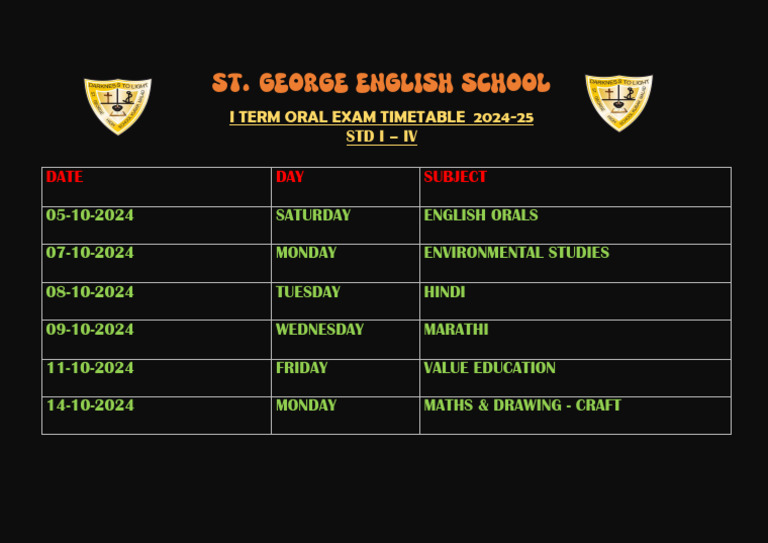 Oral Term Timetable | PDF