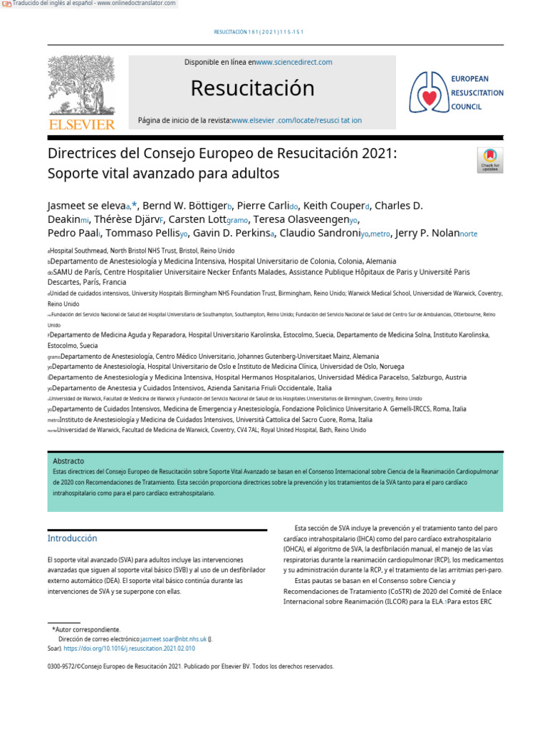 European Resuscitation Council Guidelines 2021 | PDF