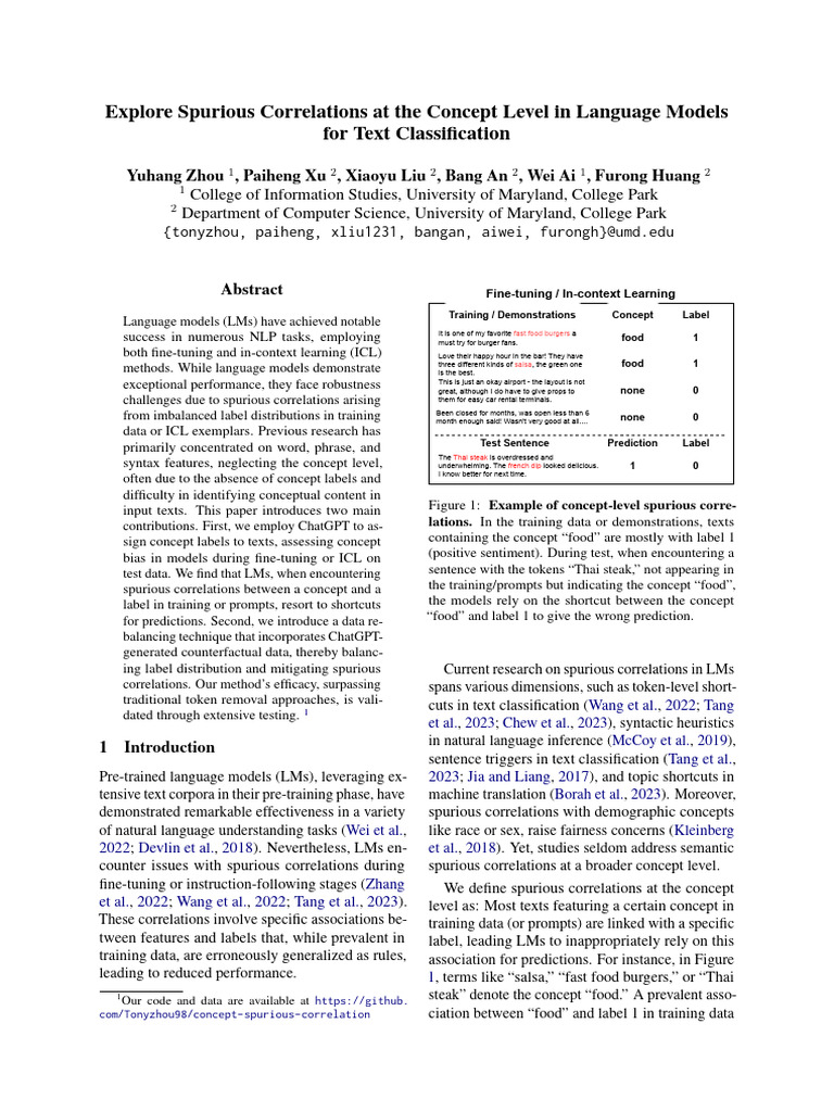 Explore Spurious Correlations at The Concept Level in Language Models | PDF