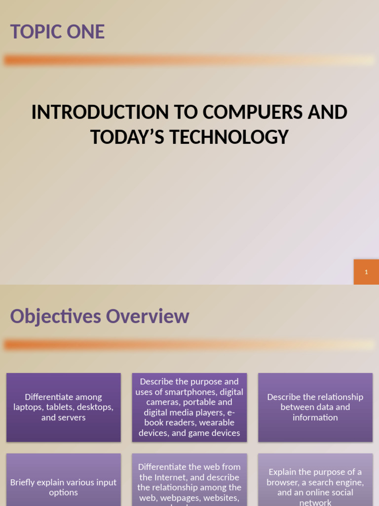 Topic One - Introduction To Compuers and Today's Technology | PDF
