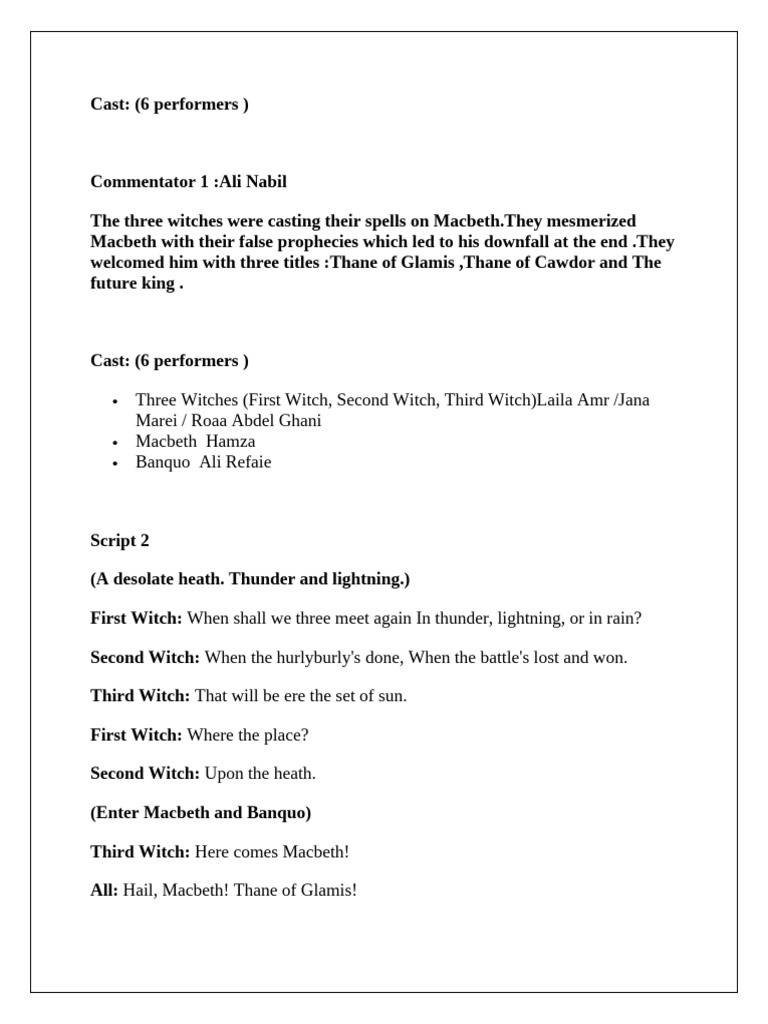 Script and Cast | PDF