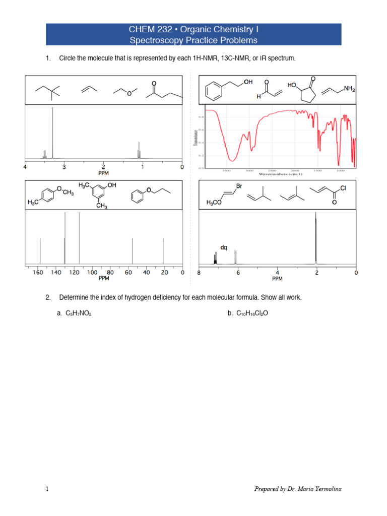 CHEM232 Spectroscopy Practice Problems | PDF