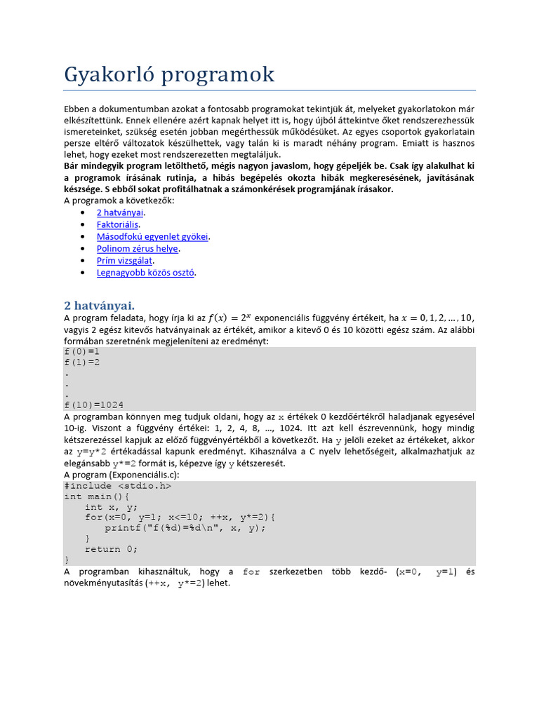 Gyakorló Programok | PDF