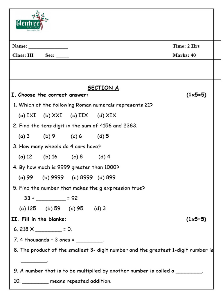 GR - 3 - Math - MT - RWS - QP2 Revision | PDF | Subtraction | Elementary Mathematics