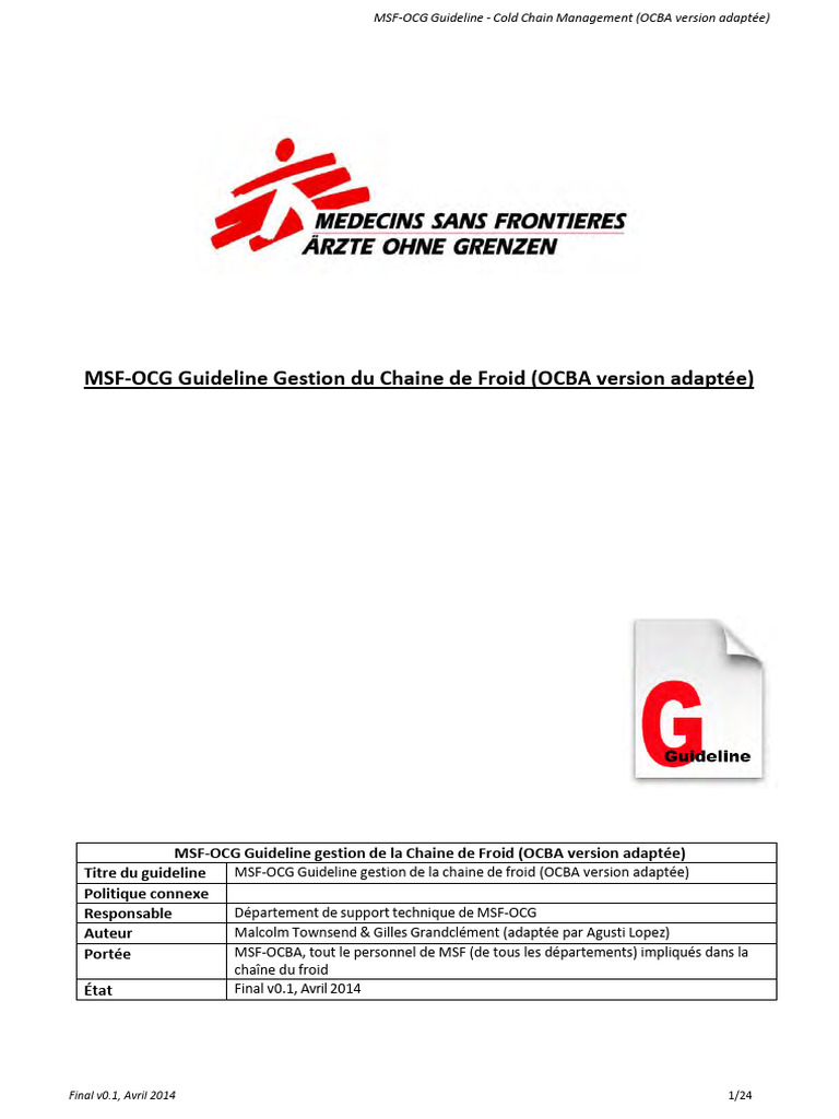 FR - Guide - Chaine - Du - Froid - OCG - OCBA - V0.1 | PDF