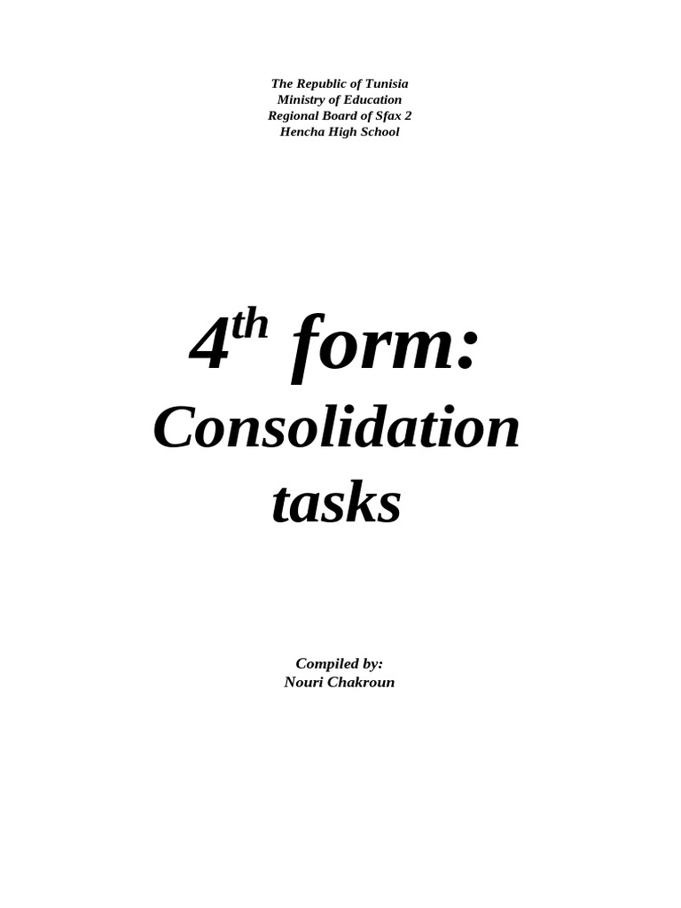 4th Form Consolidation Exercises | PDF 4th Form Consolidation Exercises | PDF