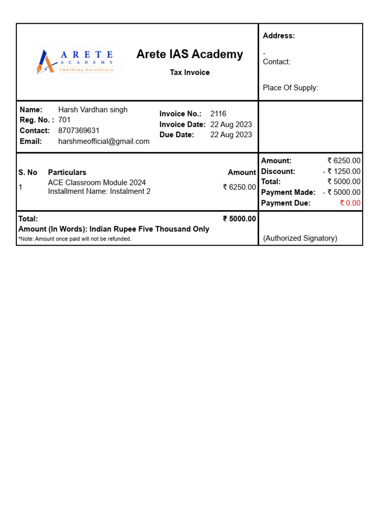 Arete IAS Academy 2 | PDF