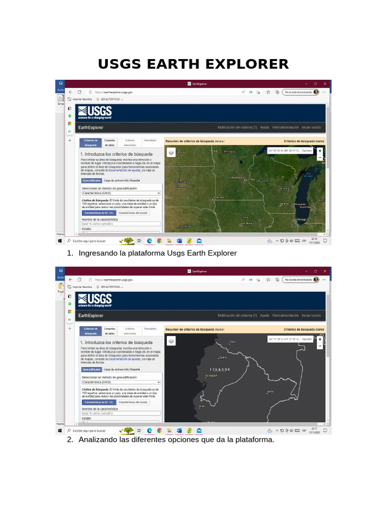 Ingresando La Plataforma Usgs Earth Explorer | PDF