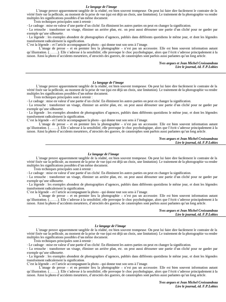 Le langage de l'image | PDF Le langage de l'image | PDF