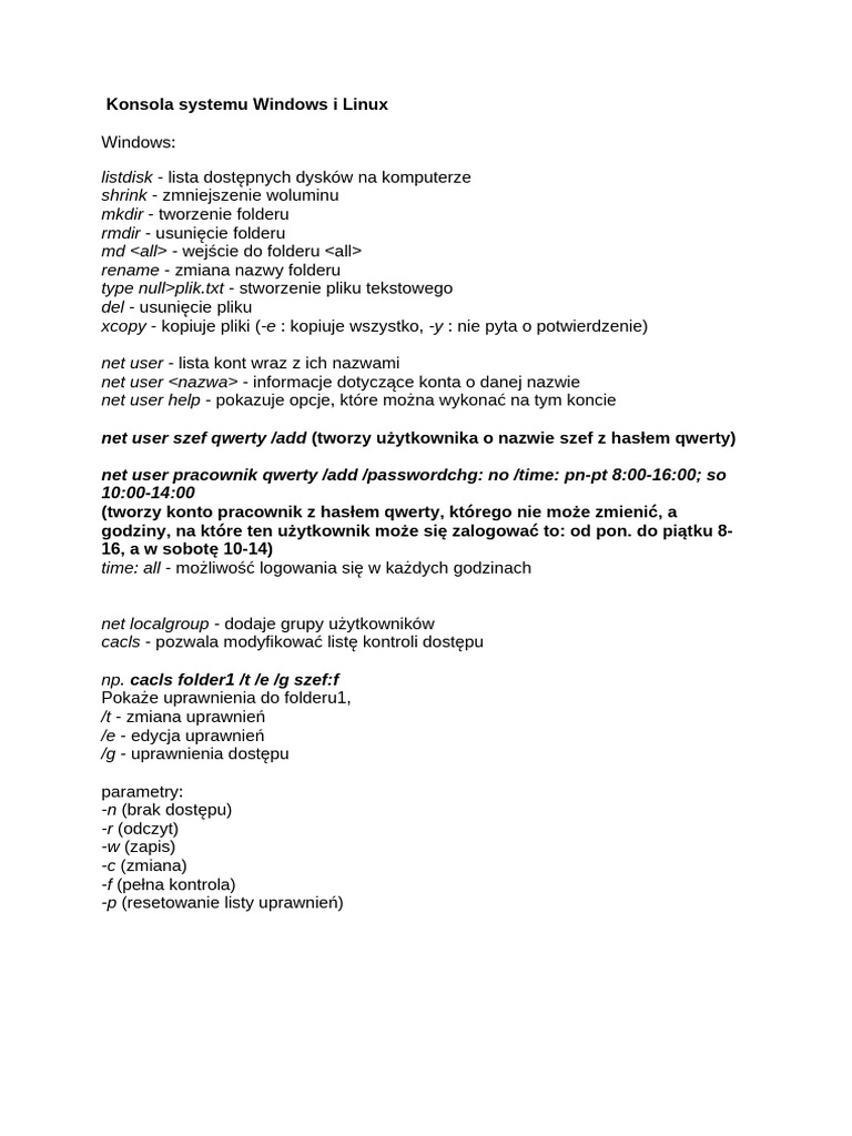 Konsola Systemu Windows I Linux | PDF