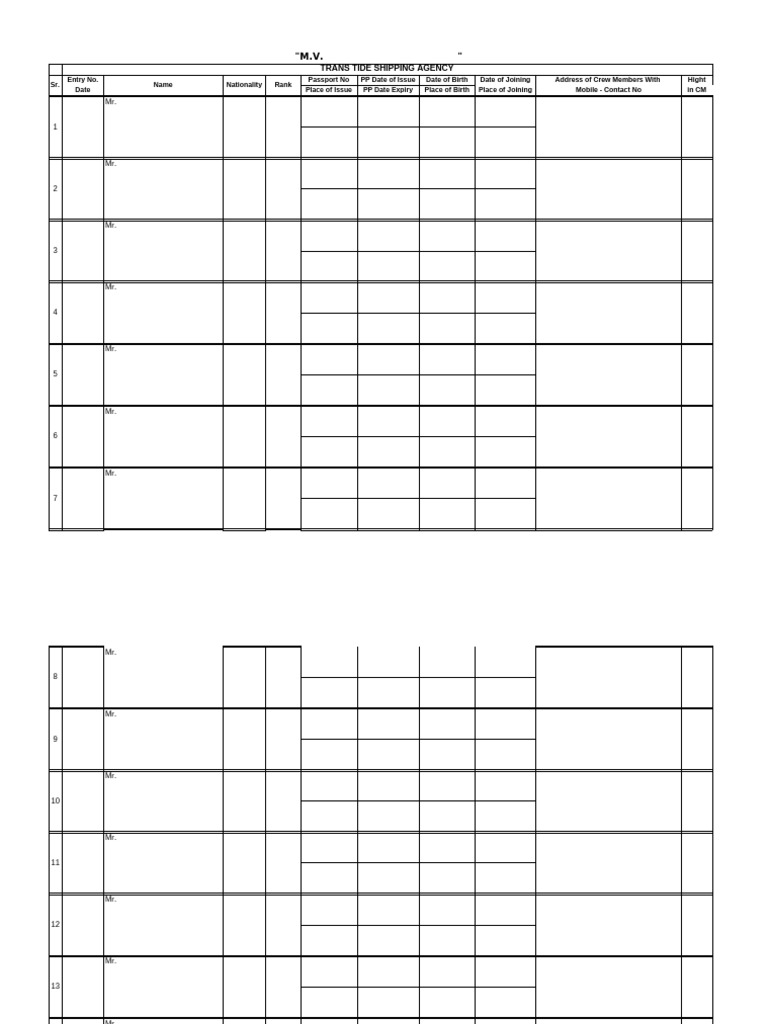 JJ) New Immigration Form in Excel Sheet Only | PDF