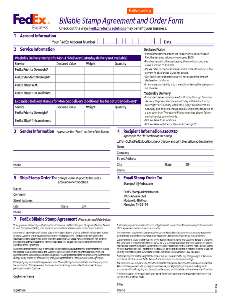FedEx_Billable_Stamp_Order_Form | PDF