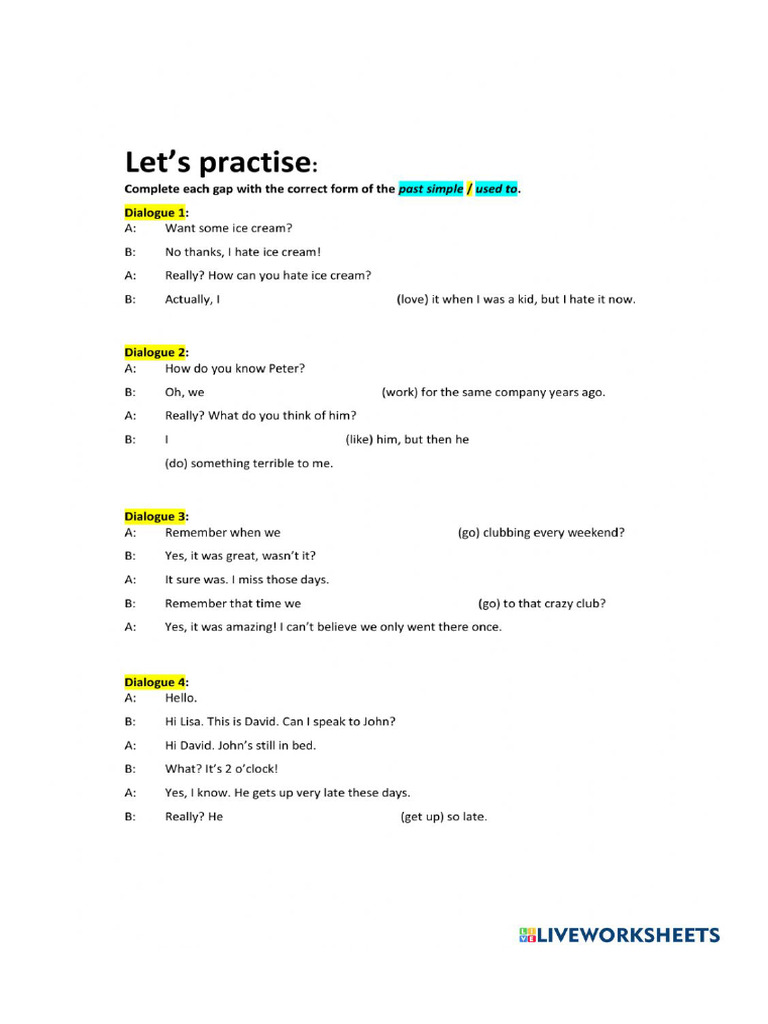 past simple & used to | PDF