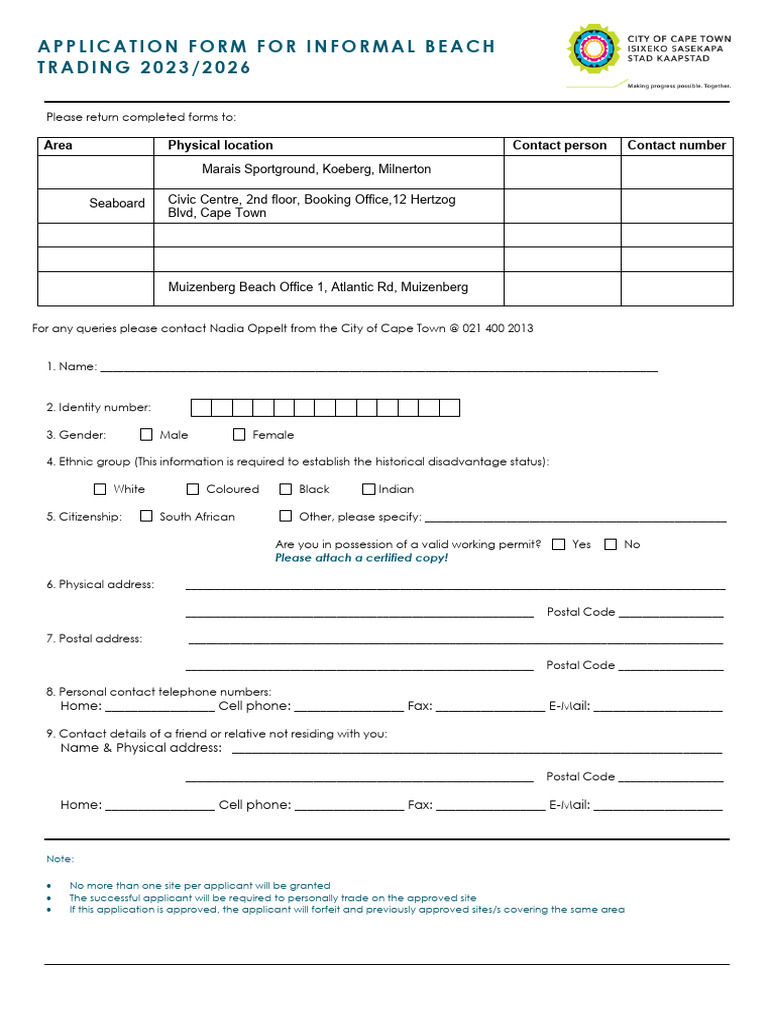 Informal Beach Trading Application | PDF